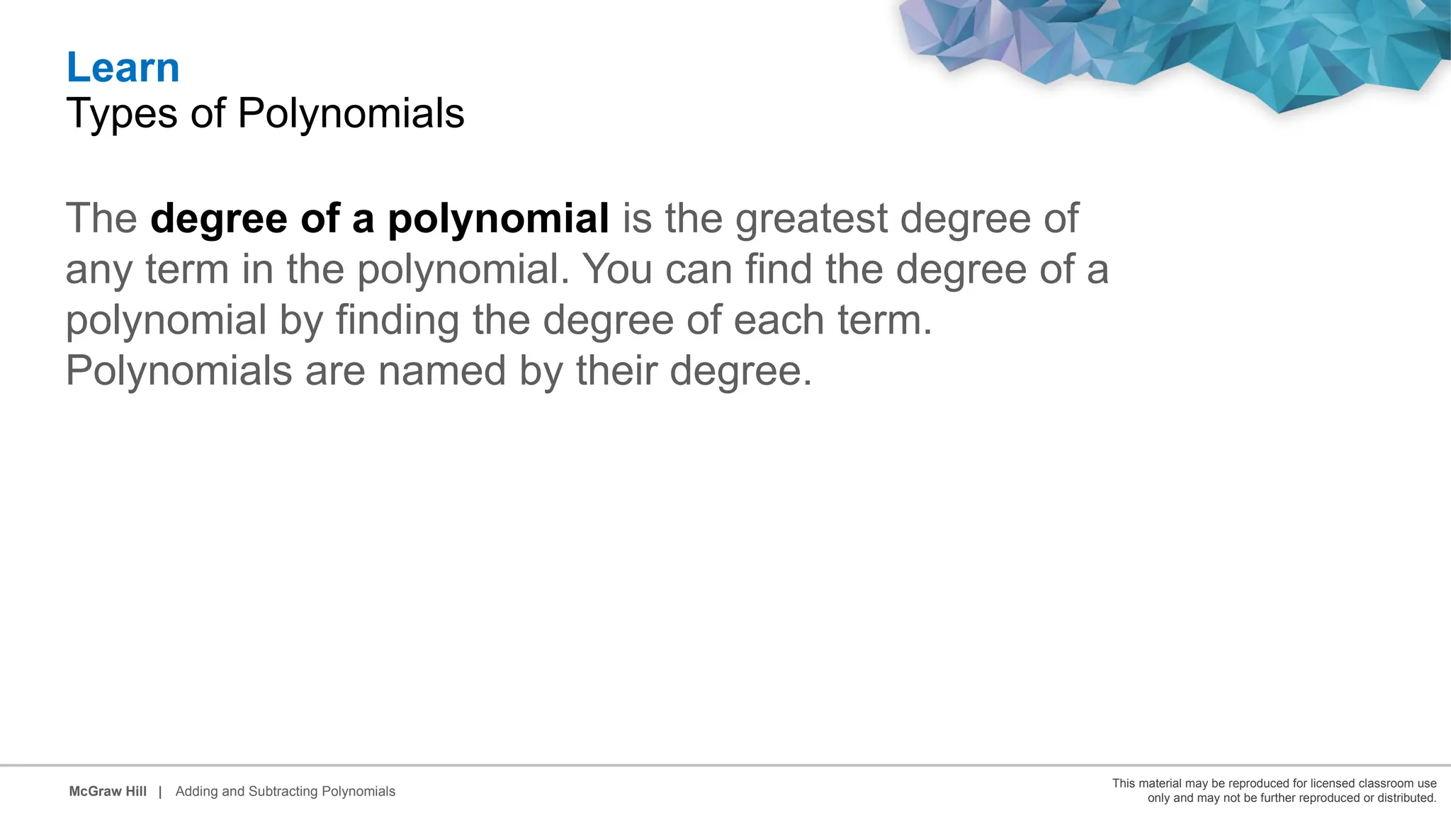 Adding and subtracting Polynomial PowerPoint | PPTX