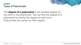 Adding and subtracting Polynomial PowerPoint | PPTX