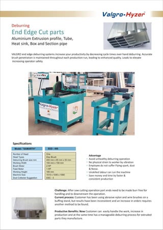 Deburring machine sereis from valgro India | PDF