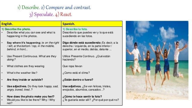 describir una imagen en ingles