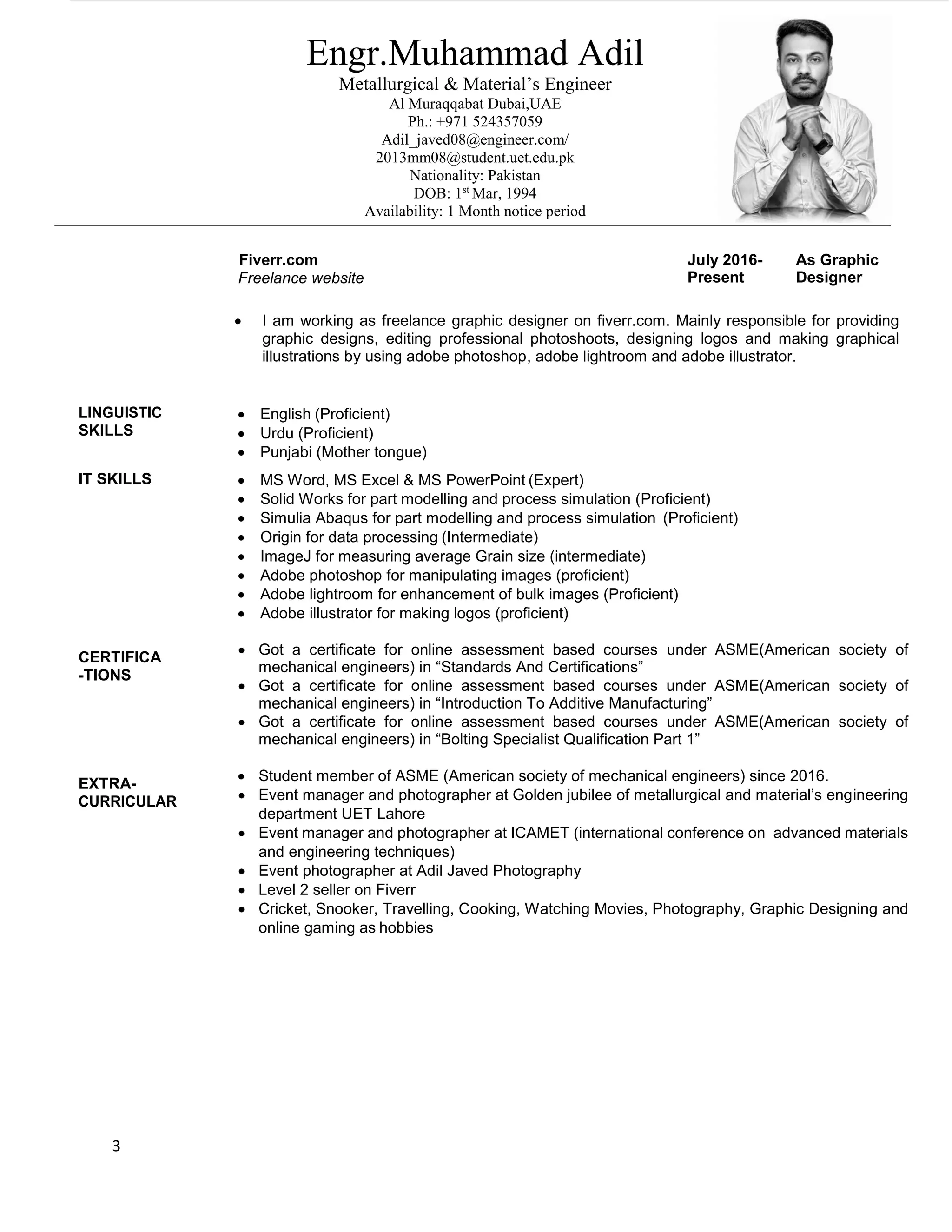 1 adil javed metallurgical and materials engineering resume | PDF