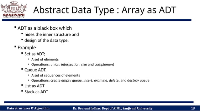 Introduction to Data Structure and its type: Primitive and Non Primitive, ADT | PPT
