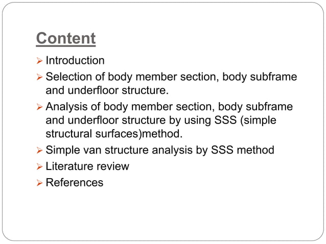 Analysis and selection of body member sections, Body subframe and ...