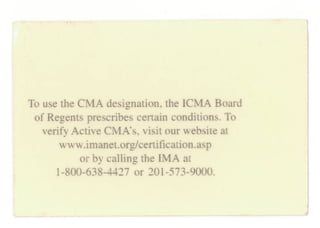 CMA certification | PDF