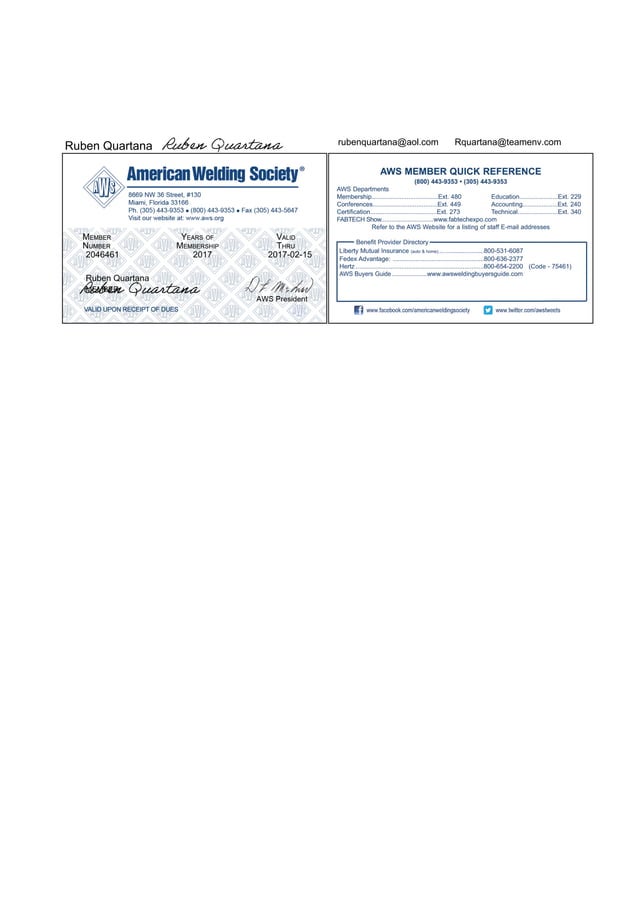 AWS Wallet Card | PDF