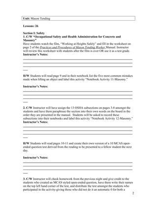 Mason Tending Curriculum | DOC