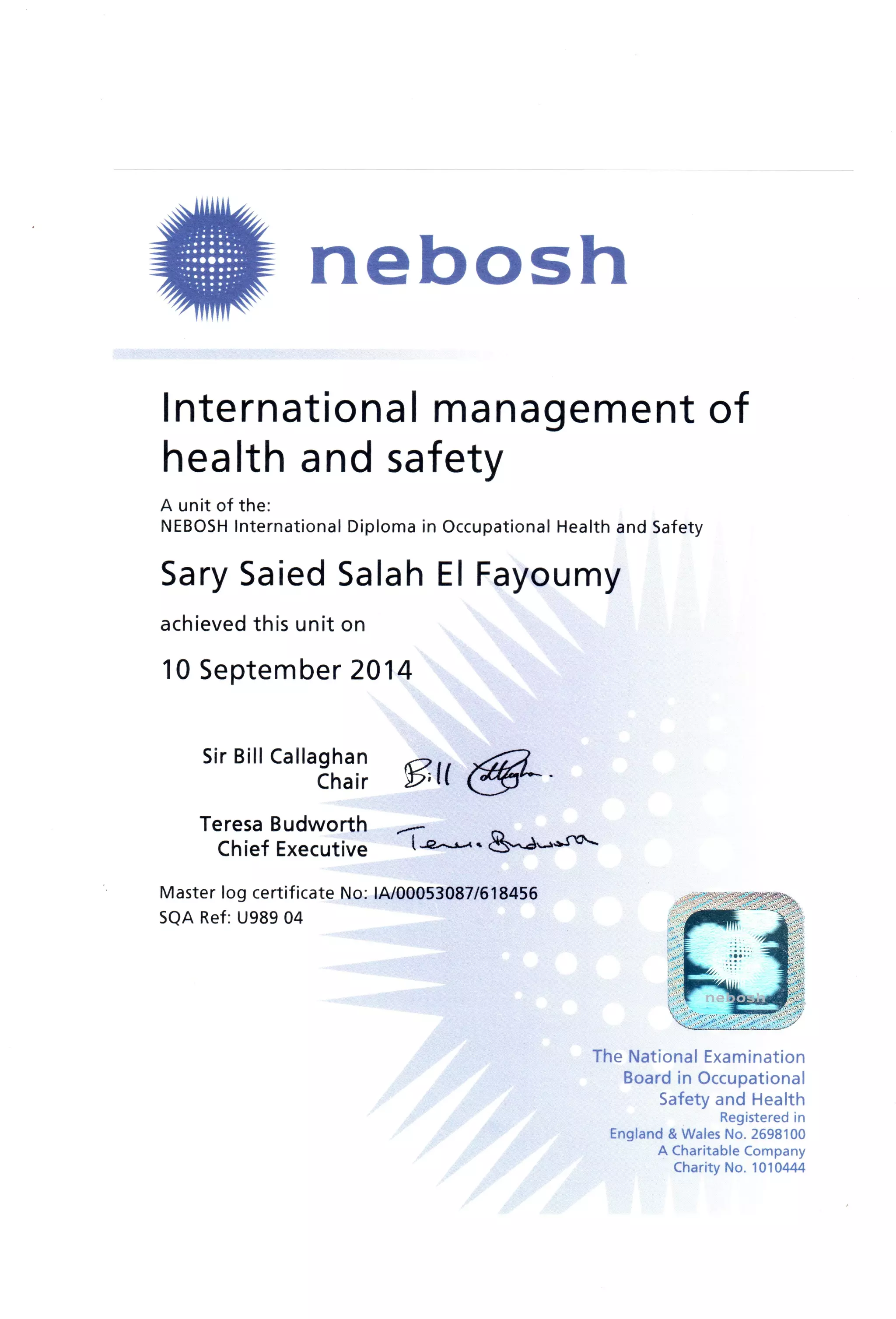 Unit A-Nebosh Diploma Cert. | PDF