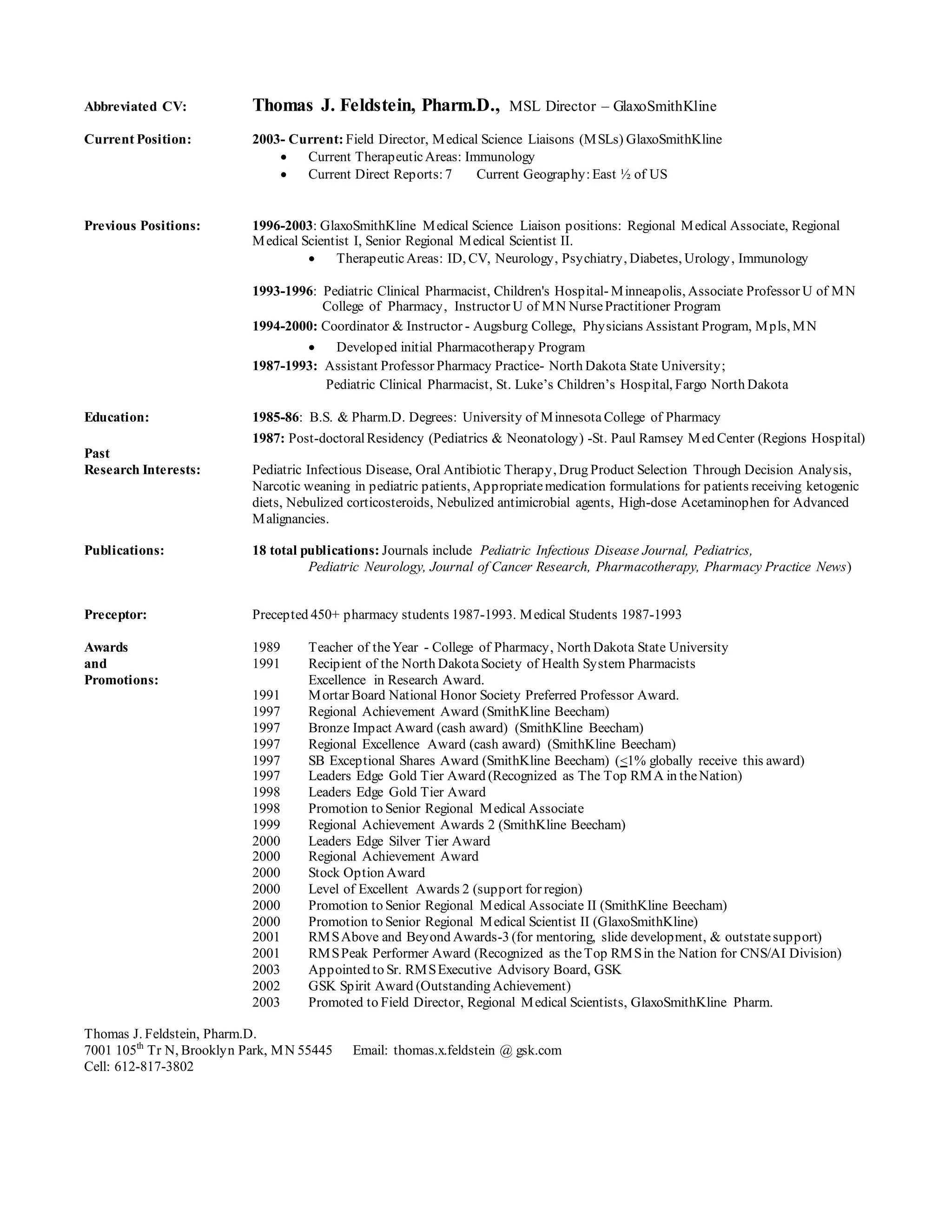 FeldsteinAbbrv CV 2014v1 | DOCX