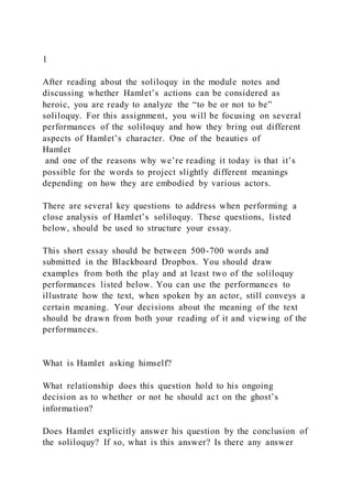 1After reading about the soliloquy in the module notes and discu | DOCX