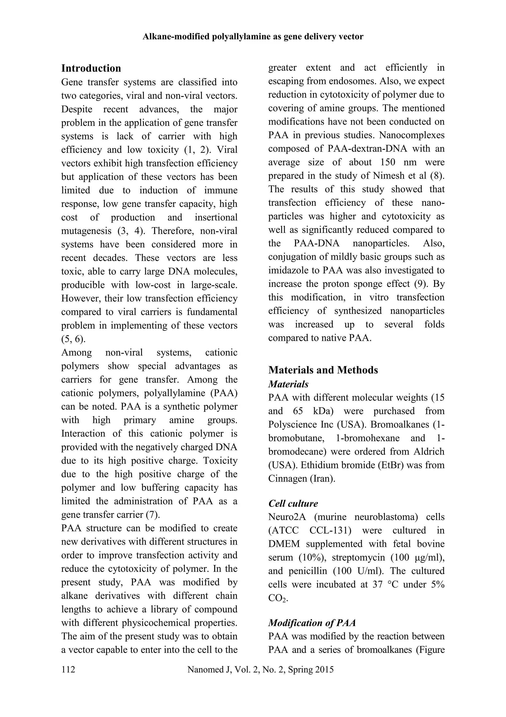 Preparation, characterization and transfection efficiency of ...