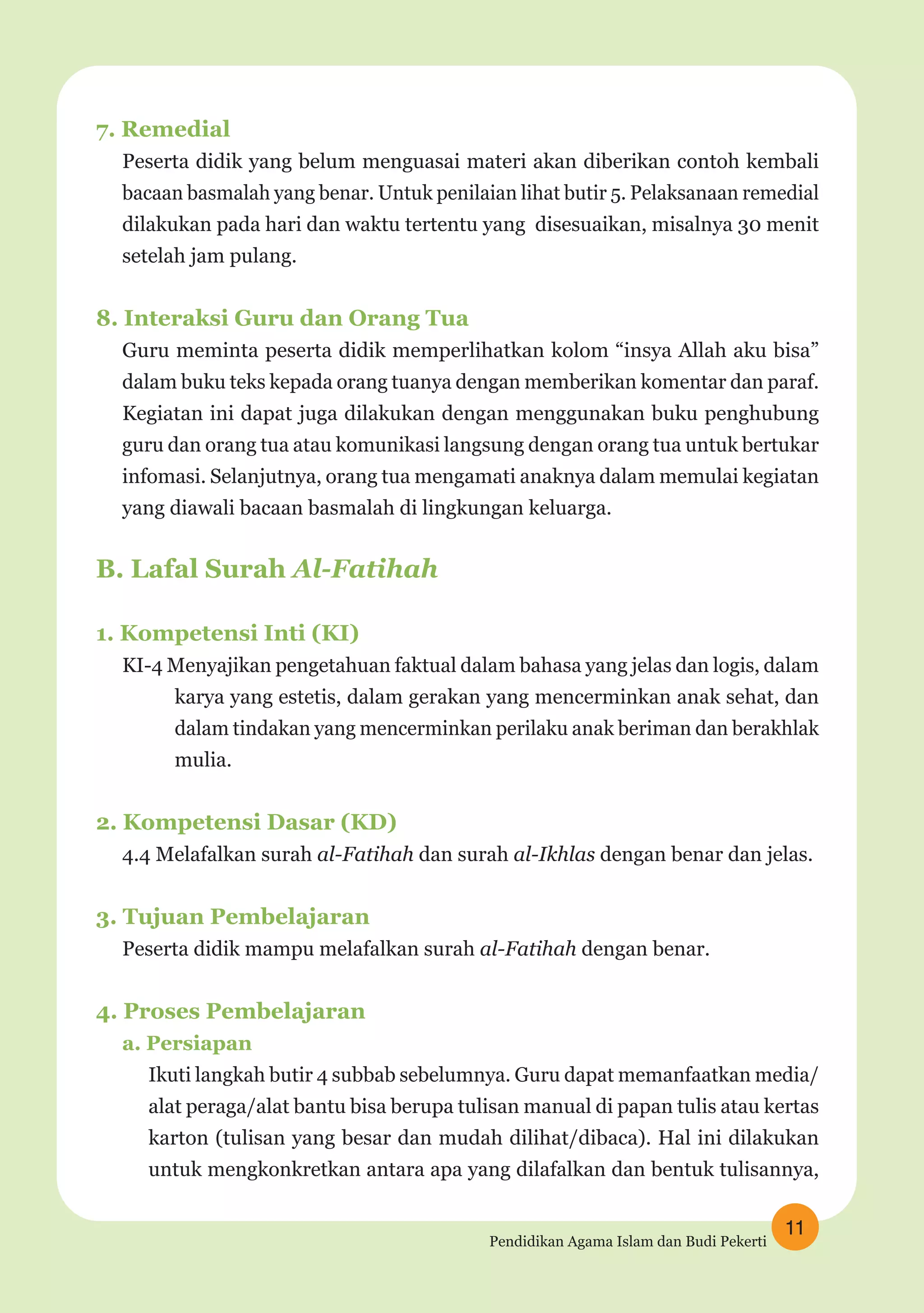 Buku Guru - Agama Islam Kelas 1 SD/MI K13 | PDF