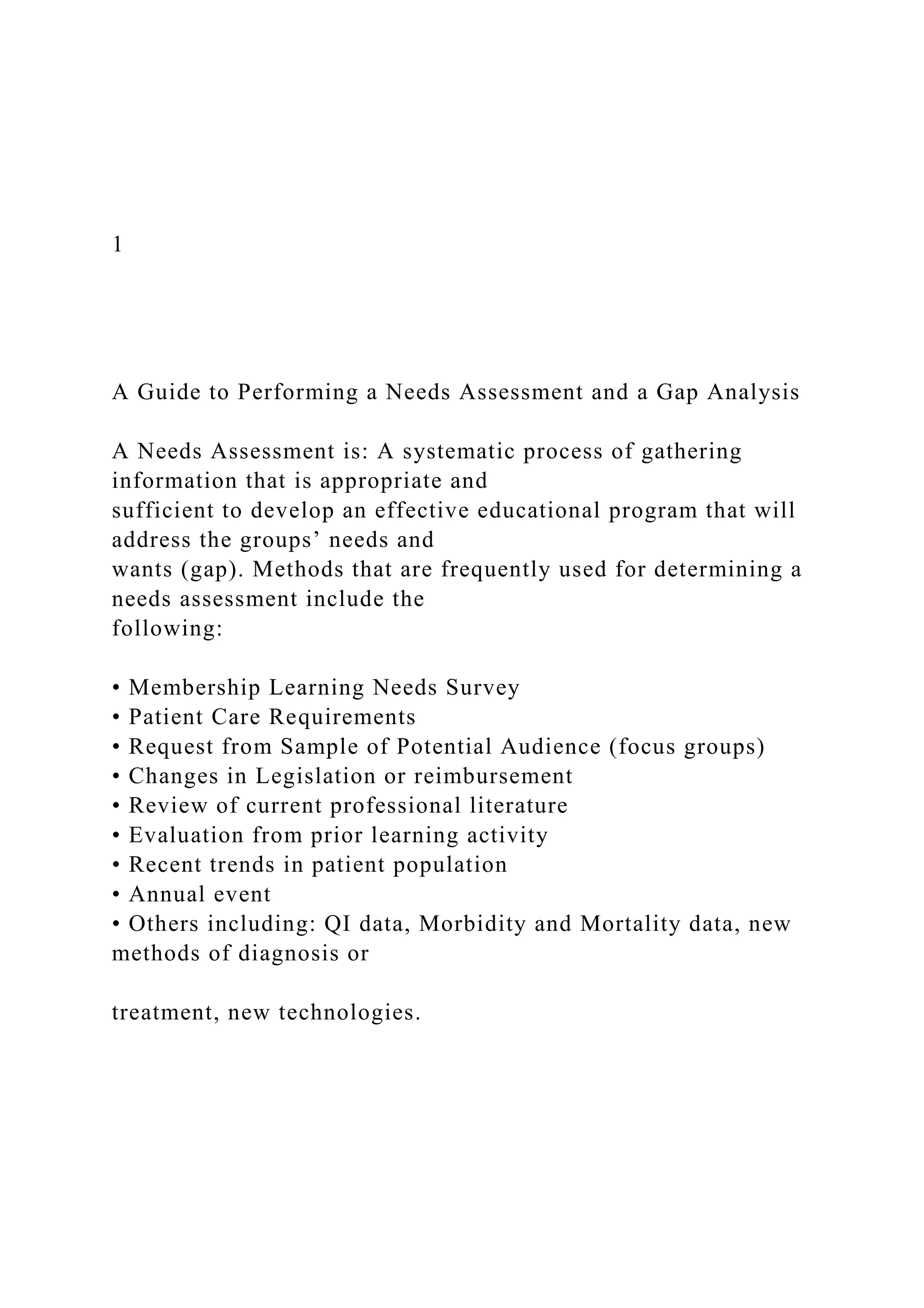 1 A Guide to Performing a Needs Assessment and a .docx