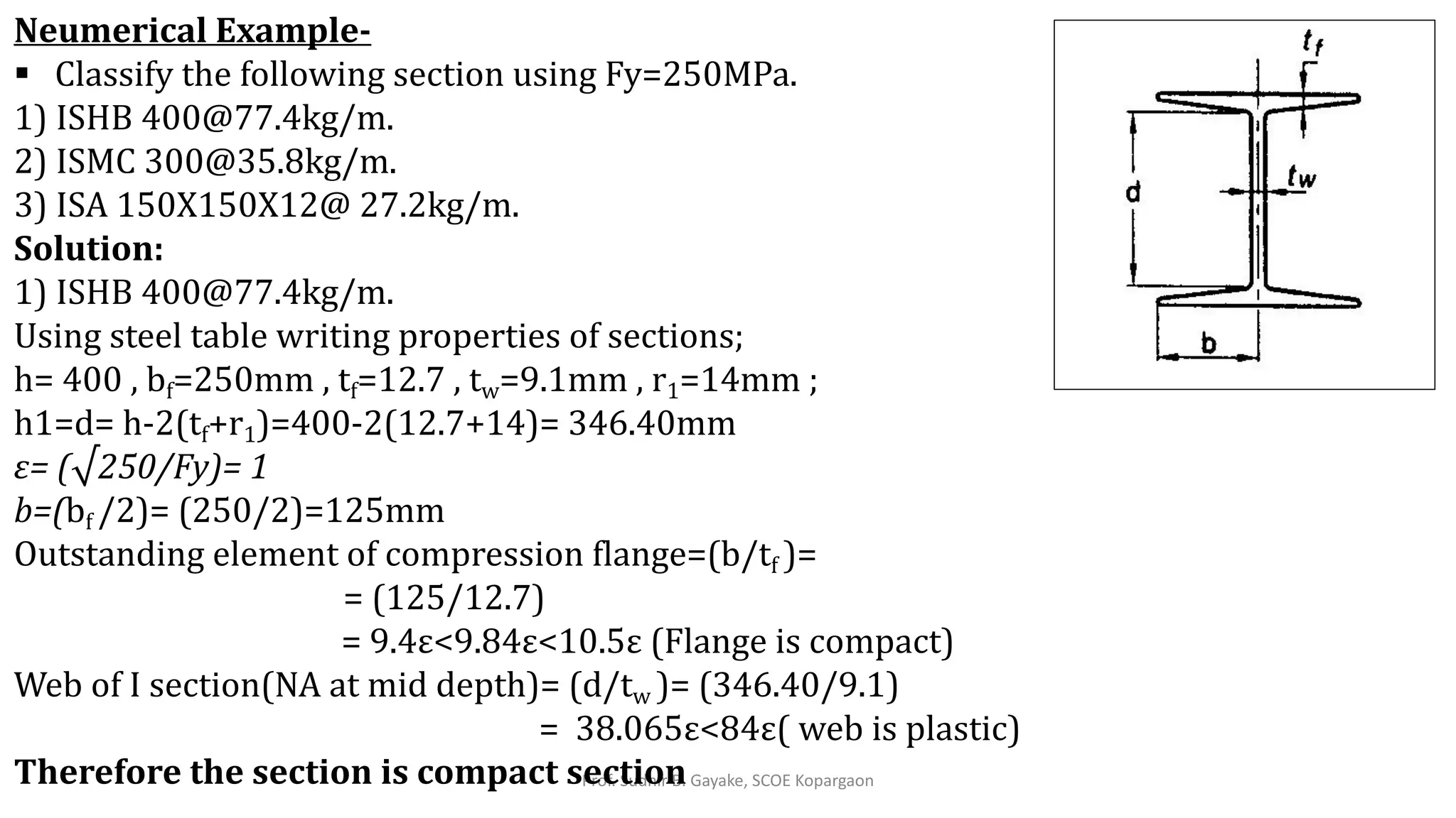 1a iii classification of cross section for rolled sections | PDF