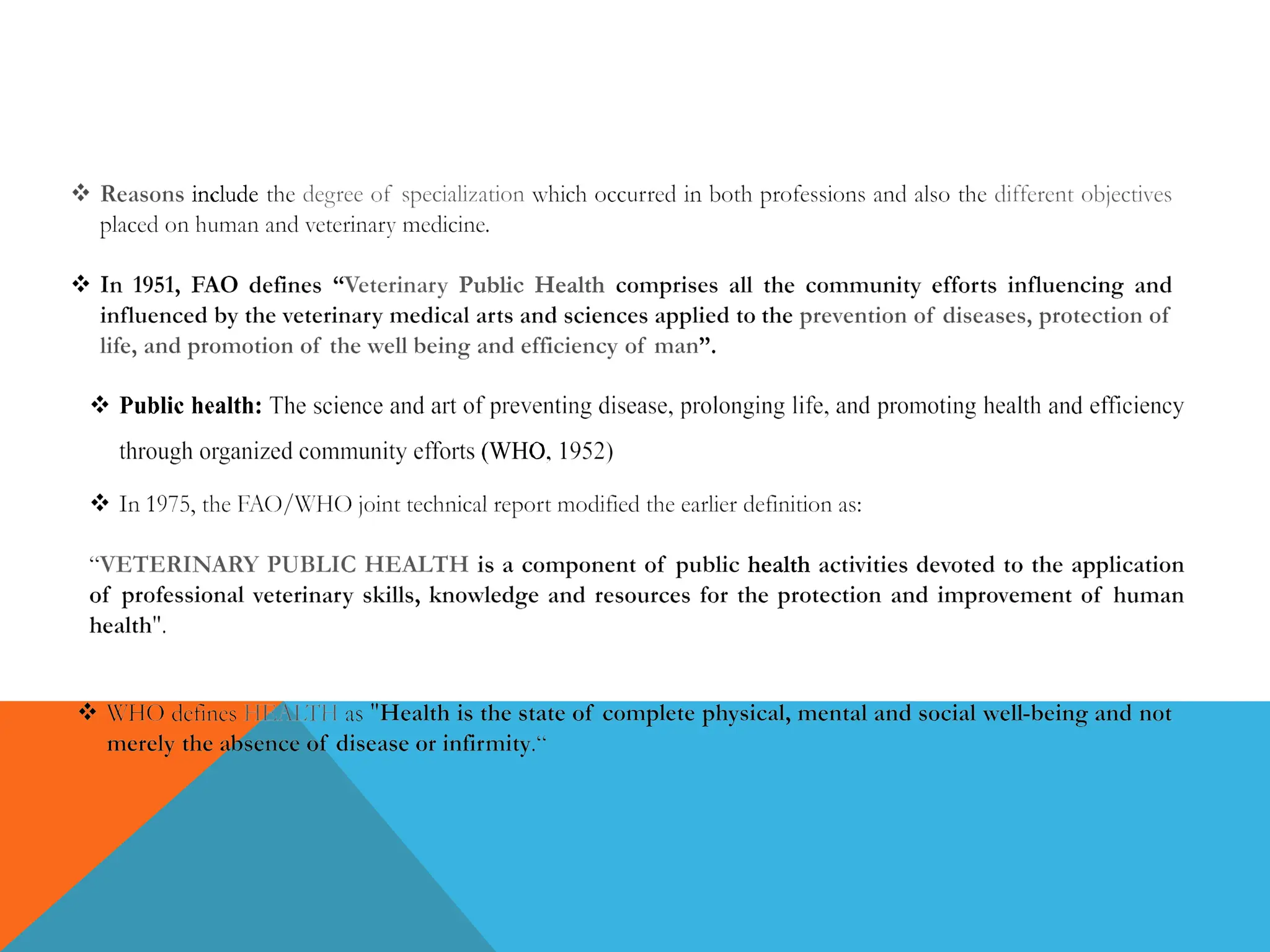 1 Aims and scope of Veterinary Public Health & Role of veterinarians in ...