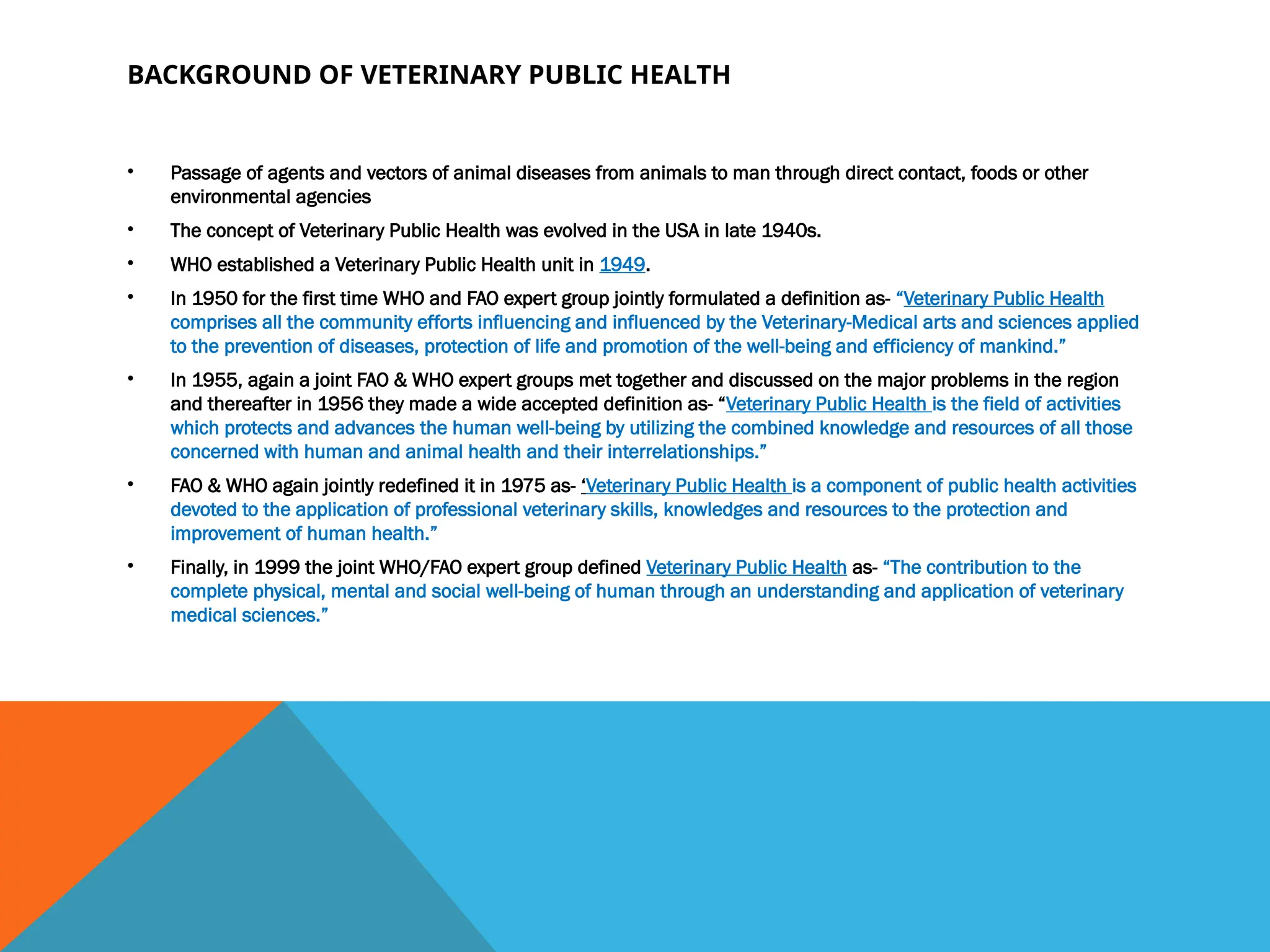 1 Aims and scope of Veterinary Public Health & Role of veterinarians in ...