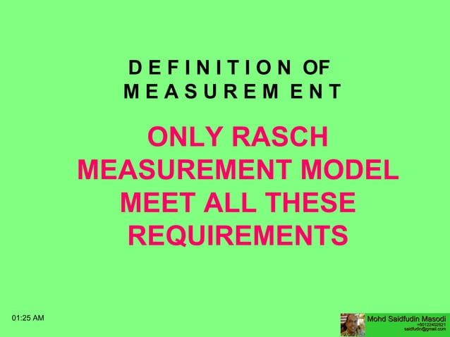 1a Introduction To Rasch Measurement Model Msm | PPT