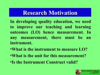 1a Introduction To Rasch Measurement Model Msm | PPT