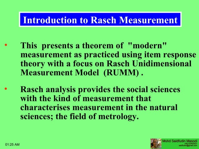 1a Introduction To Rasch Measurement Model Msm | PPT