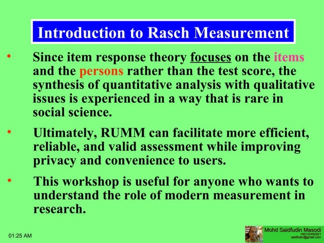 1a Introduction To Rasch Measurement Model Msm | PPT