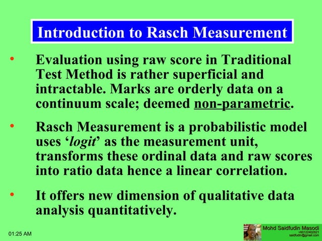 1a Introduction To Rasch Measurement Model Msm | PPT