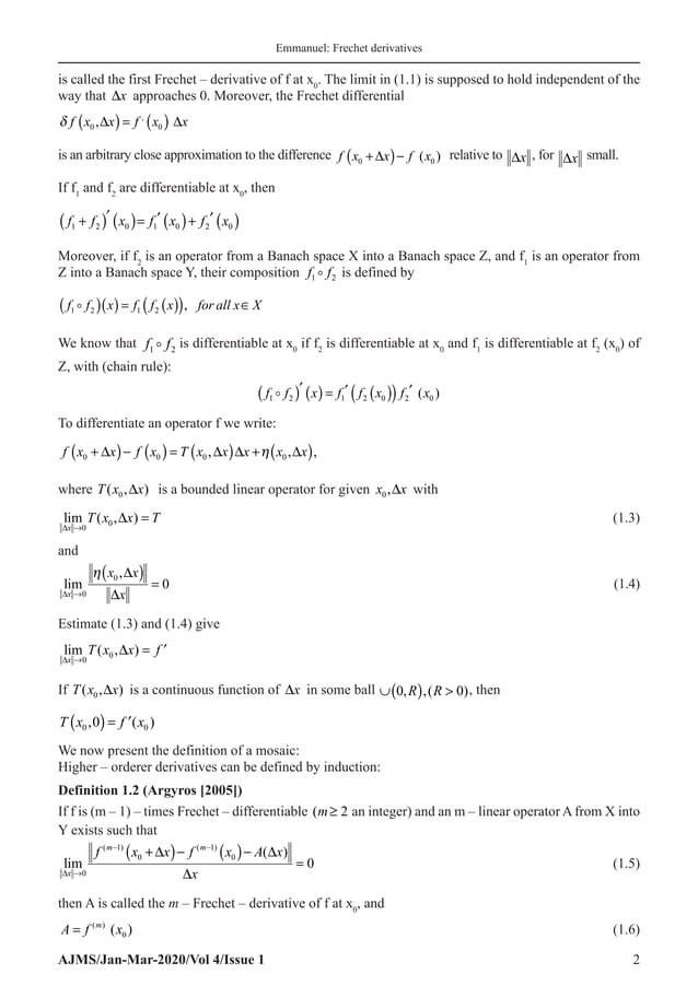 On Frechet Derivatives with Application to the Inverse Function Theorem ...