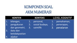 1_AKM NUMERASI.pptx asesmen penilaian kurikulum merdeka | PPTX