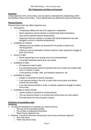 Science b2-summary-notes | PDF