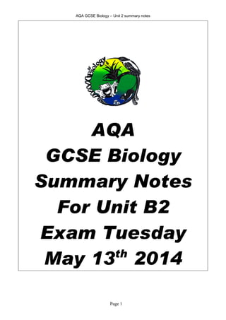 AQA GCSE Biology Unit 2 Notes | PDF