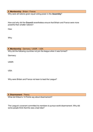 League of Nations Worksheet | PDF