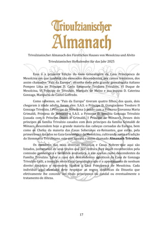 Almanach Trivulzio, 2025: Guia Genealógico da Casa Principesca de ...