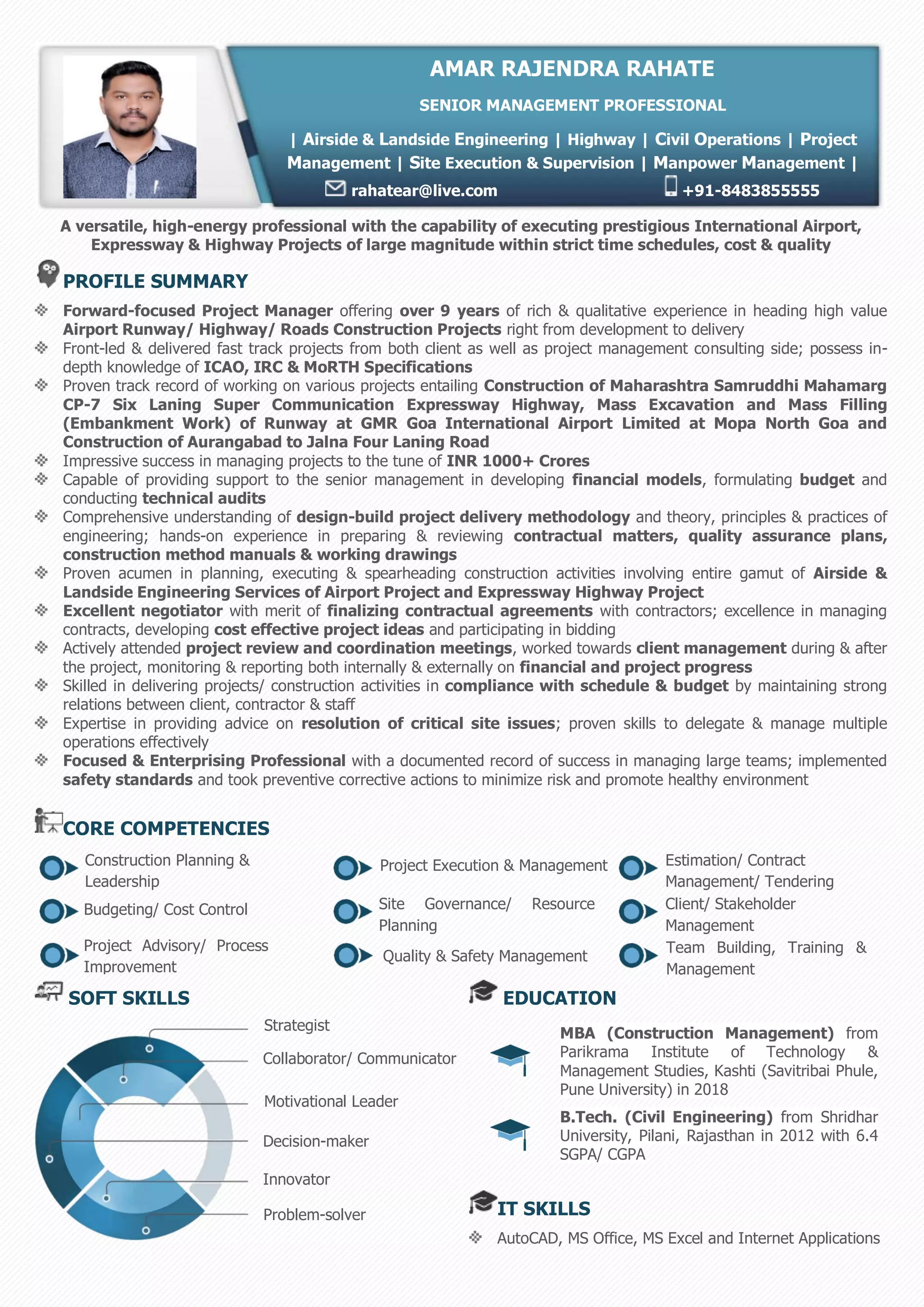 Amar Rajendra Rahate Resume | PDF | Civil Engineering Industry | Industries