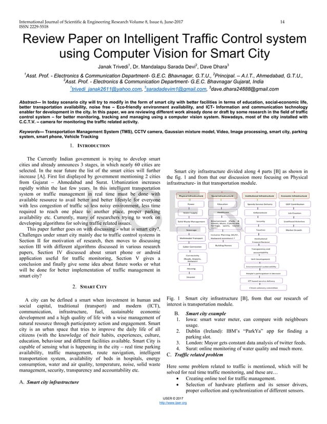 Review Paper on Intelligent Traffic Control system using Computer Vision for Smart City | PDF