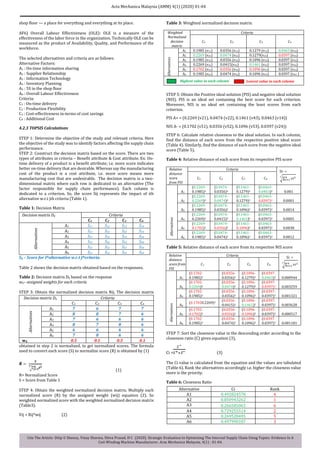 STRATEGIC EVALUATION IN OPTIMIZING THE INTERNAL SUPPLY CHAIN USING TOPSIS: EVIDENCE IN A COIL ...
