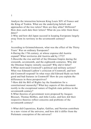 1Analyze the interaction between King Louis XIV of France and th.docx