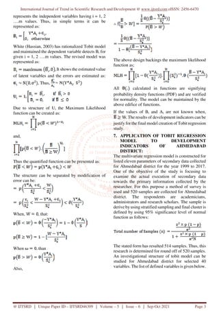 An Application of Tobit Regression on Socio Economic Indicators in Gujarat | PDF