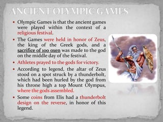 Ancient Olympic Games with Index 2015 | PPTX