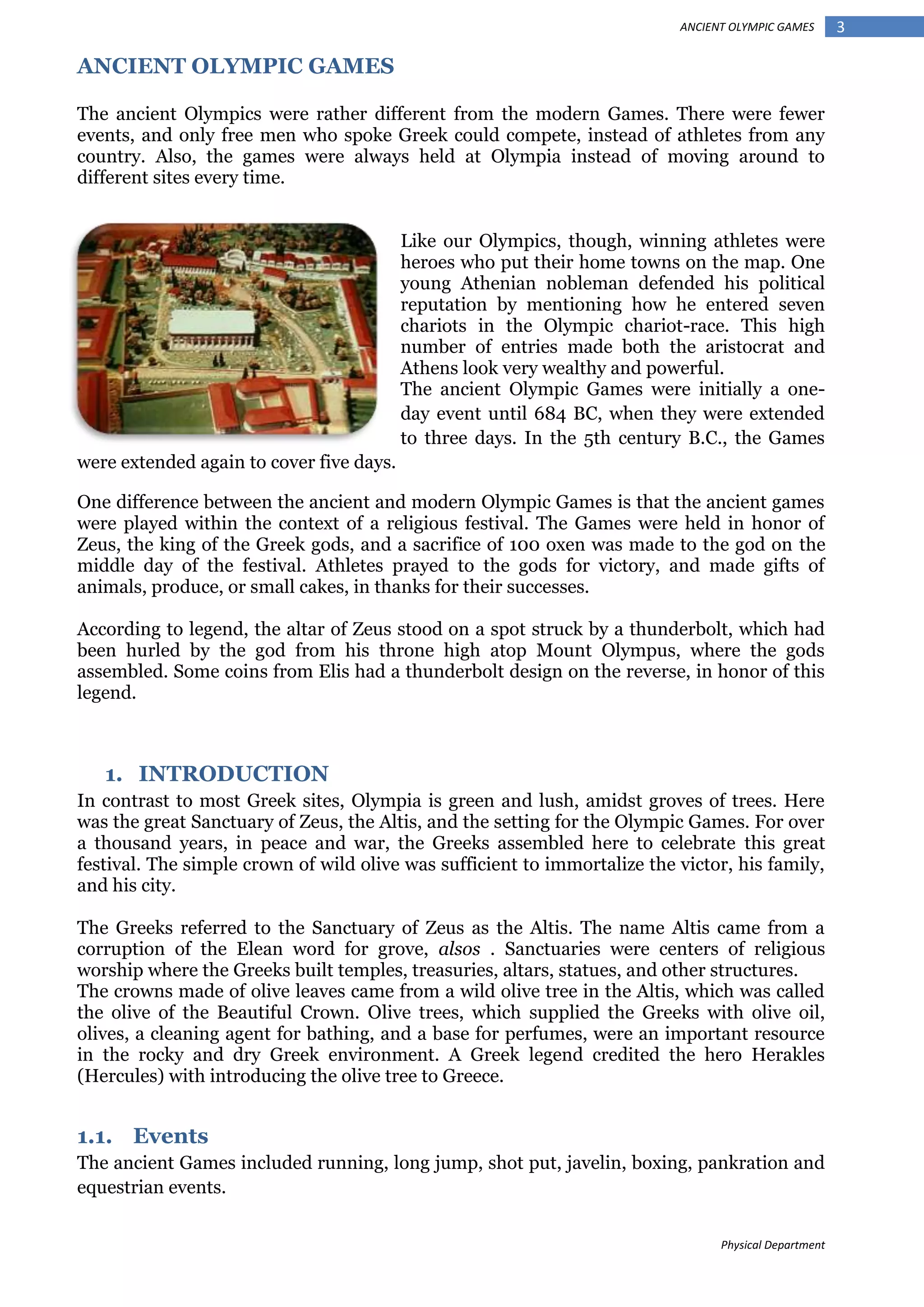 Ancient olympic games | DOCX