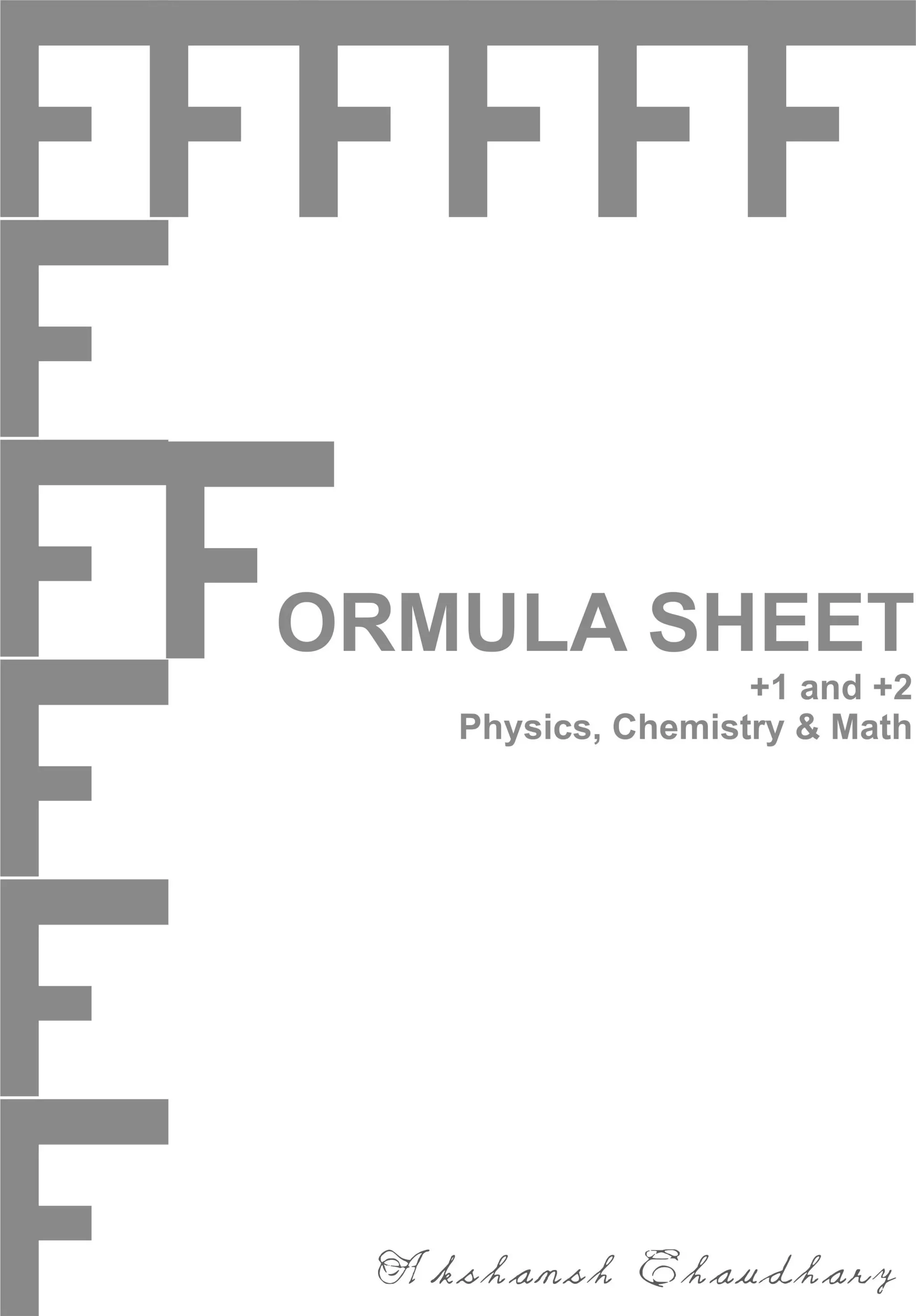 +1 and +2 PCM Formula Sheets | PDF