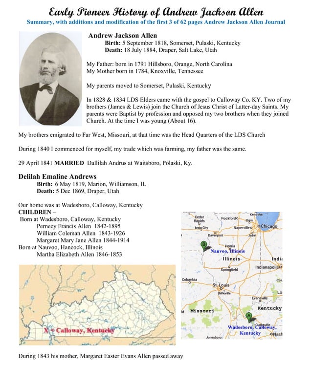 Andrew Jackson Allen 1818 - 1884 | PDF