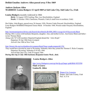 Andrew Jackson Allen 1818 - 1884 | PDF