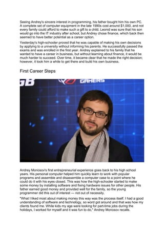 Biography of Andrey Monosov — CEO and sole founder of IA Tech | DOCX