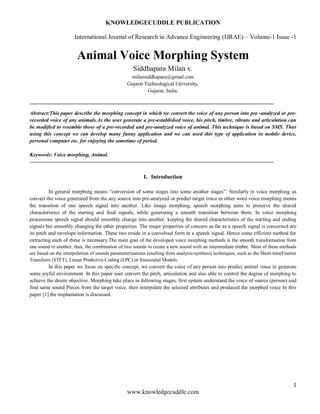Animal Voice Morphing System | PDF