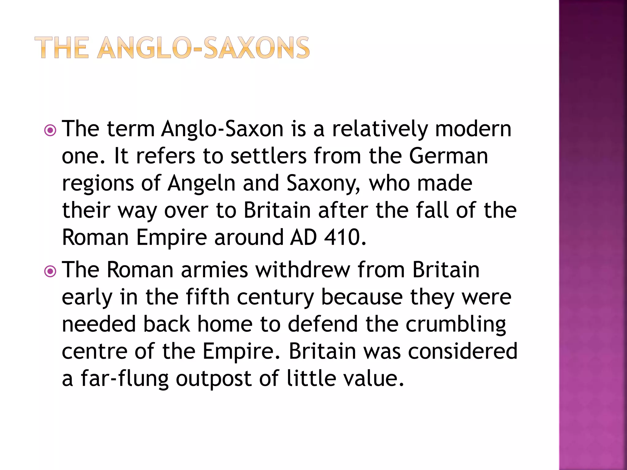 Introduction on The Anglo Saxon Era | PPTX