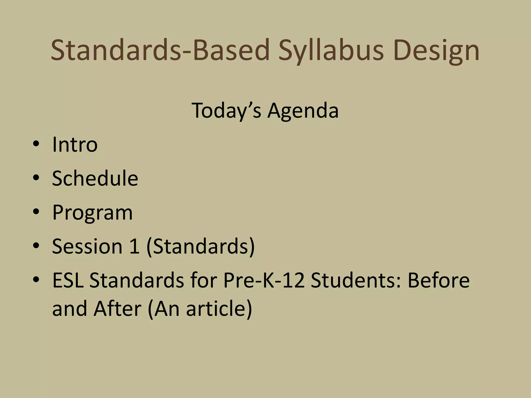 1 an introduction to standards and sb syllabus design | PPTX