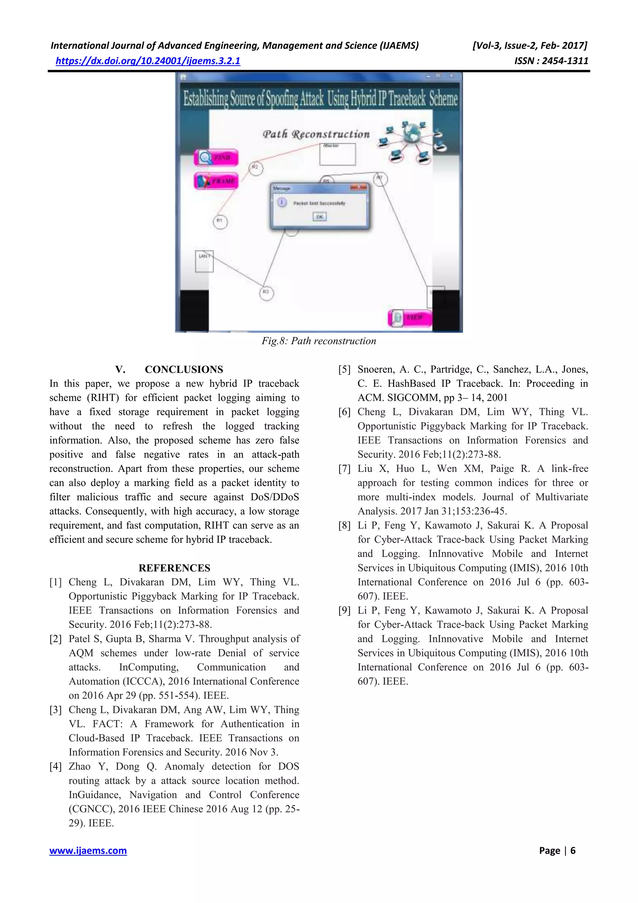 A Novel IP Traceback Scheme for Spoofing Attack | PDF