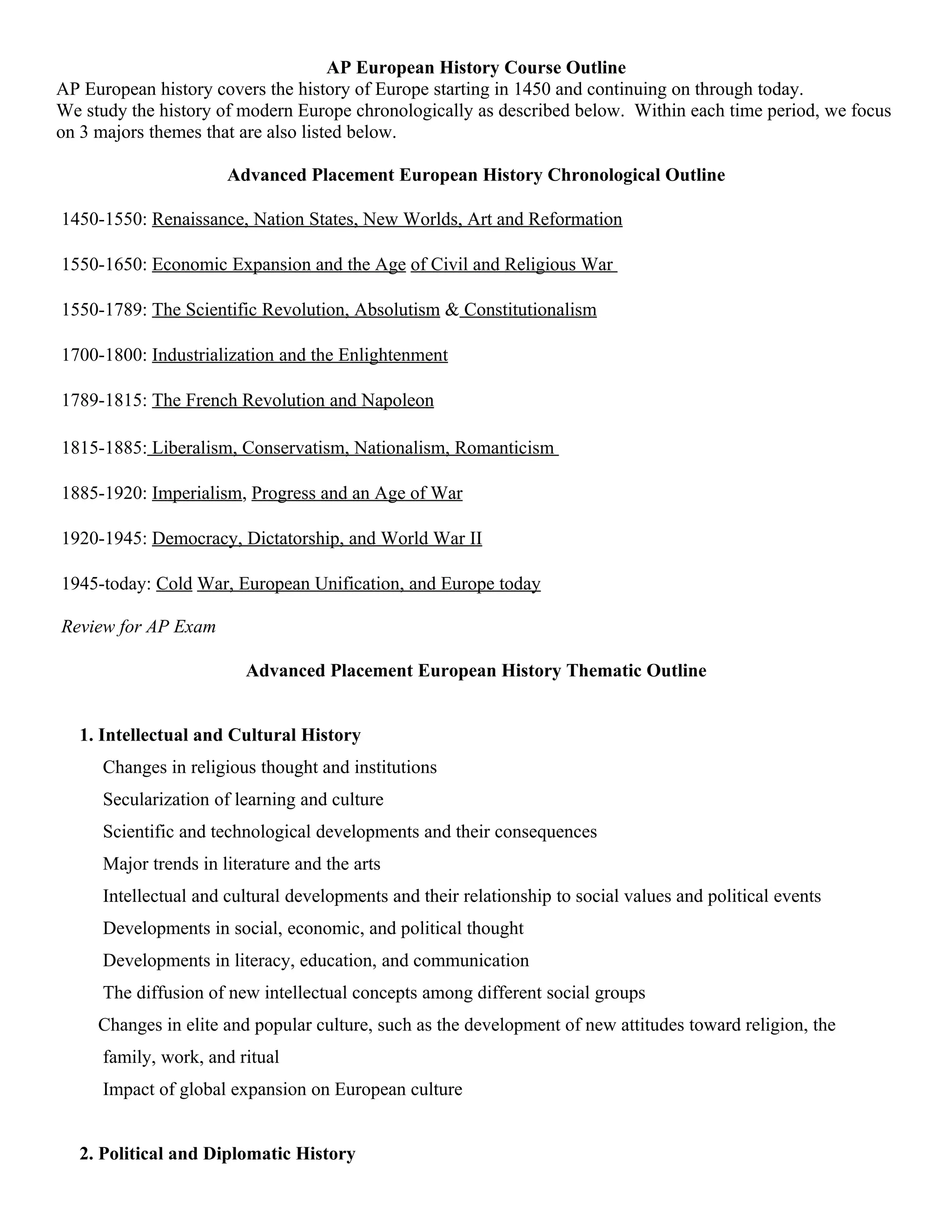 1 ap euro chronological and thematic outline | DOC