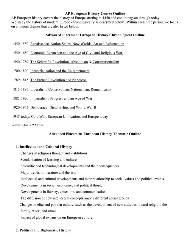 1 ap euro chronological and thematic outline | DOC | Politics