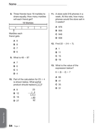 1a 5th Grade Placement Test | PDF