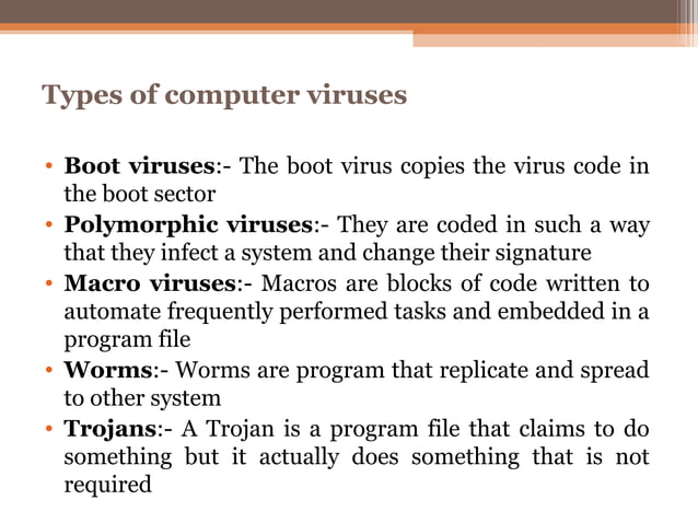 Presentation on computer viruses | PPT | Operating Systems | Computer ...