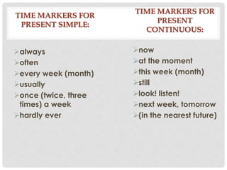 Present Simple and Present Continuous | PDF | Food & Drink